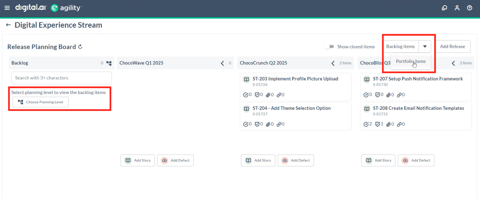 Portfolio Level Release Planning · digital.ai Agility